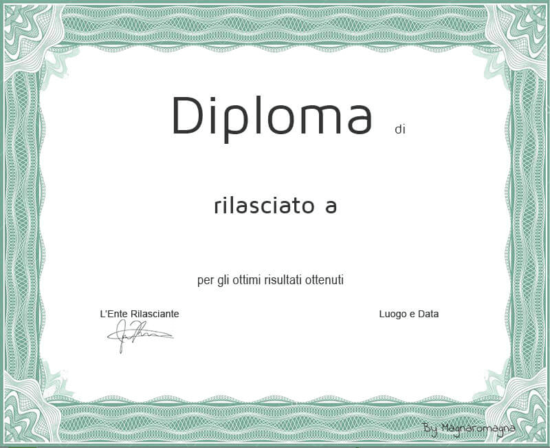 Certificate with green frame